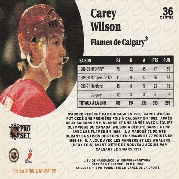 Pro Set | Toys | Carey Wilson 991 Pro Set Hockey Card | Poshmark